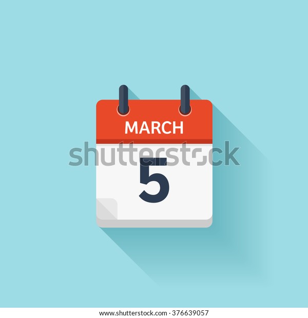 March 5 Calendar Iconvector Illustrationflat Styledateday Stock Vector ...