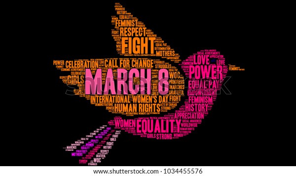 March 8 Word Cloud On Black Stock Vector (Royalty Free) 1034455576 ...