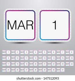 March Calendar Icon Simple Design Stock Vector (Royalty Free) 147512093 ...