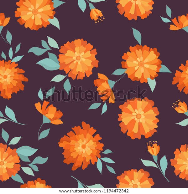Marigold Seamless Patternbackground Mexican Holiday Day Stock Vector ...