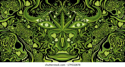 Marijuana Face Character Pattern Vector Illustration Stock Vector ...