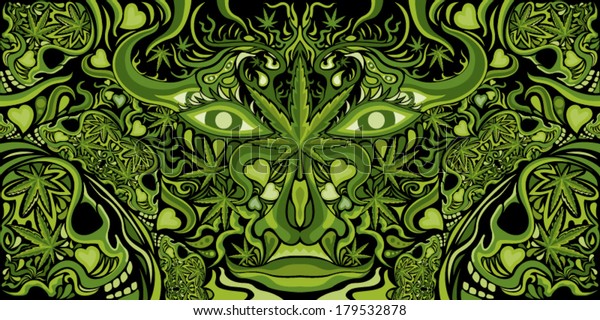 Marijuana Face Character Vector Illustration Stock Vector (Royalty Free ...
