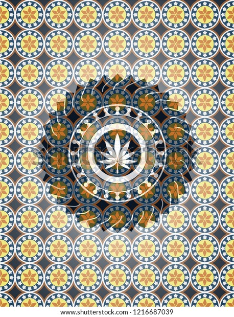 Marijuana Leaf Icon Inside Arabic Emblem Stock Vector (Royalty Free ...