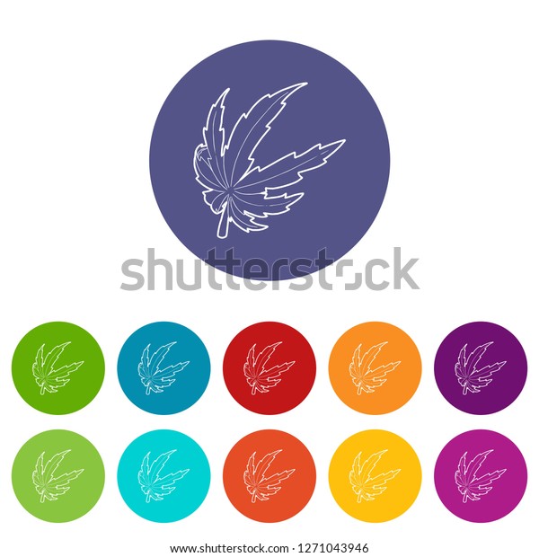Marijuana Leaf Icons Color Set Vector Stock Vector (Royalty Free ...