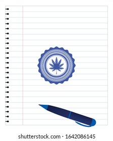 Marijuana Leaf Weed Icon Blue Ink Stock Vector (Royalty Free ...