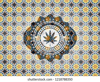 Marijuana Leaf Weed Icon Inside Arabic Stock Vector (Royalty Free ...