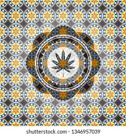 Marijuana Leaf Weed Icon Inside Arabesque Stock Vector (Royalty Free ...