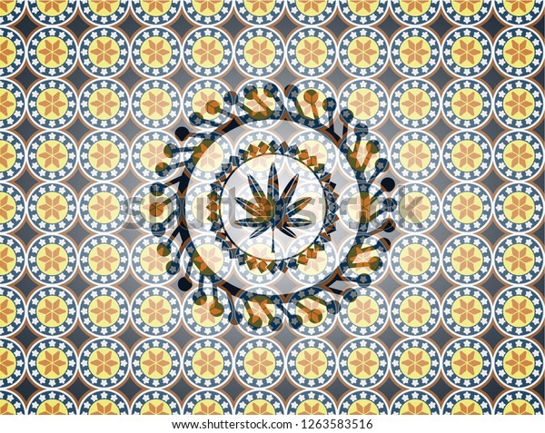 Marijuana Leaf Weed Icon Inside Arabic Stock Vector (Royalty Free ...