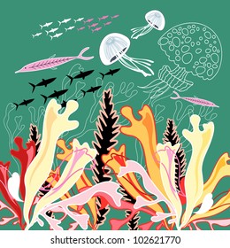 Marine Background Stock Vector (Royalty Free) 102621770 | Shutterstock