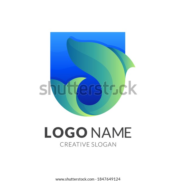 Marine Fish Logo Shield Fish Combination 库存矢量图（免版税）1847649124
