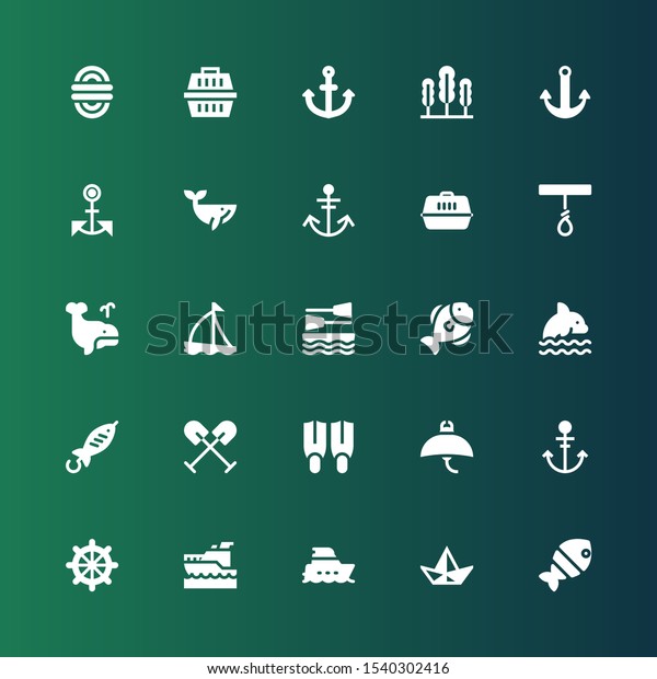 Marine Icon Set Collection 25 Filled Stock Vector (Royalty Free ...