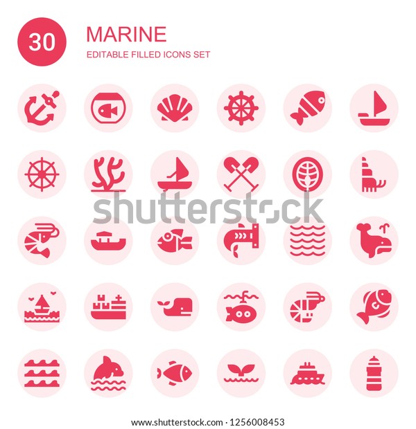 Marine Icon Set Collection 30 Filled Stock Vector (Royalty Free ...