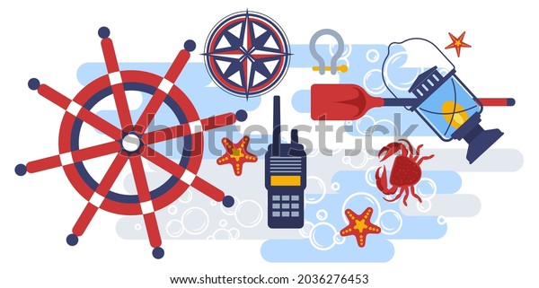Marine Nautical Theme Wheel Ship Vessel Stock Vector (Royalty Free ...