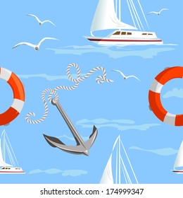 Marine Seamless Navigation Vector Illustration Stock Vector (Royalty ...