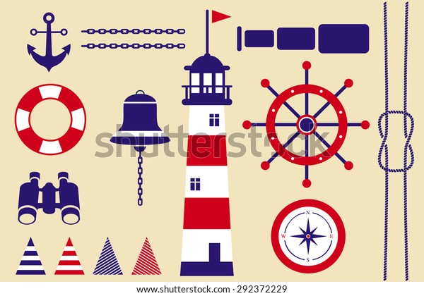 Marine Symbols Stock Vector (Royalty Free) 292372229