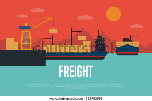 Maritime Freight Banner Container Ship Port Stock Vector (Royalty Free ...