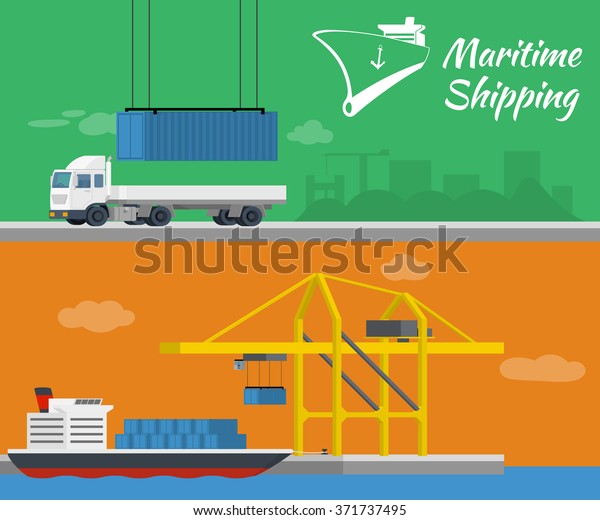Maritime Shipping Vector Banner Container Ship: เวกเตอร์สต็อก (ปลอดค่า ...