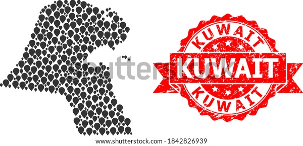 Mark Collage Map Kuwait Scratched Ribbon Stock Vector (Royalty Free ...
