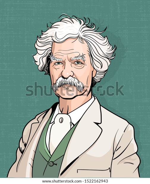 Mark Twain Cartoon Portrait Vector Stock Vector (Royalty Free) 1522162943