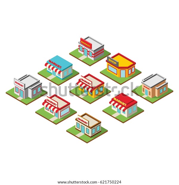 Market 3d Icon Building Design Vector Stock Vector (Royalty Free) 621750224