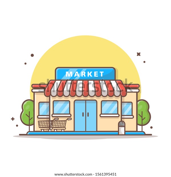 Market Building Vector Icon Illustration Building Stock Vector (Royalty ...