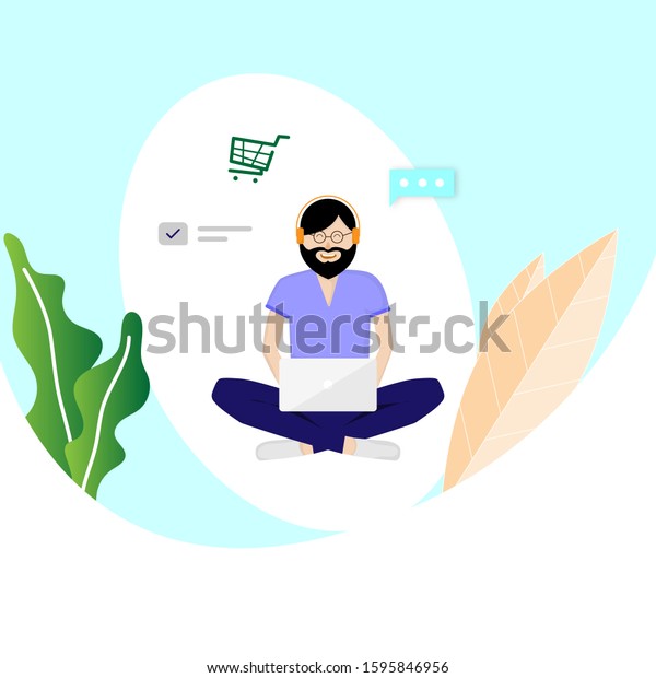 Marketing Analysis Concept Hipster Man Wear Stock Vector (Royalty Free ...