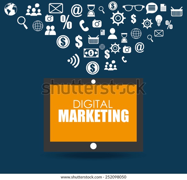 Marketing Design Over Blue Background Vector Stock Vector (Royalty Free ...