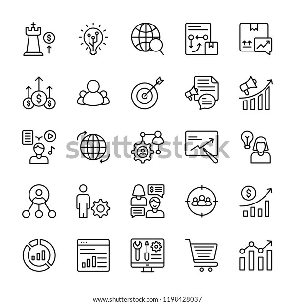 Marketing Plan Icons Pack Stock Vector (Royalty Free) 1198428037