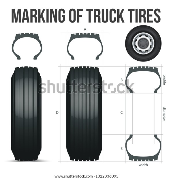 Marking Truck Tires Size Guide Nomenclature 库存矢量图（免版税）1022336095