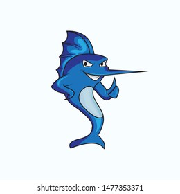Marlin Fish Funny Character Mascot Stock Vector (Royalty Free ...