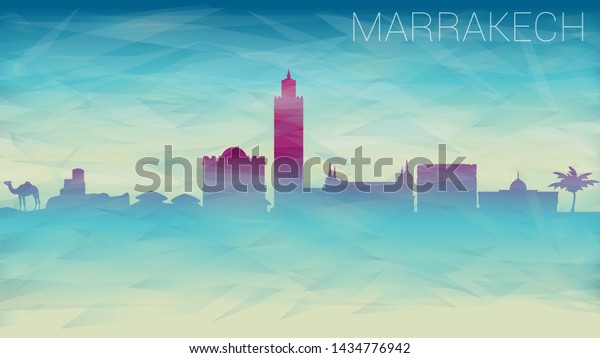 Marrakech Morocco Skyline City Vector Silhouette: เวกเตอร์สต็อก (ปลอด ...