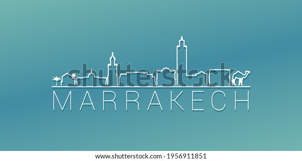 Marrakesh Morocco Skyline Linear Design Flat Stock Vector (Royalty Free ...