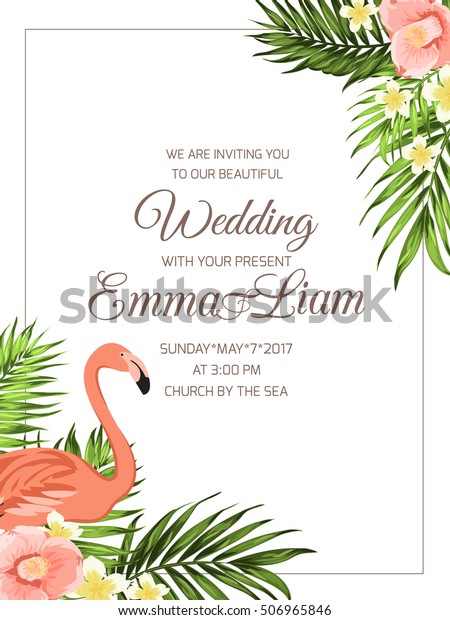 Marriage ceremony invitation template. Corner border frame with ...