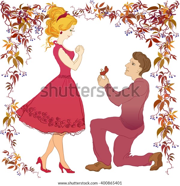 Marriage Proposal Vector Cartoon Love Story Stock Vector (Royalty Free ...