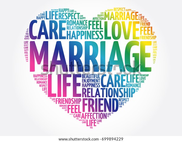 Marriage Word Cloud Collage Heart Concept Stock Vector (Royalty Free ...
