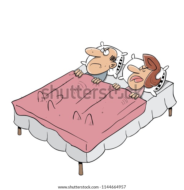 Married Couple Going Bed Angry Stock Vector (Royalty Free) 1144664957