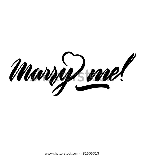 Marry Me Calligraphy Hand Drawing Lettering Stock Vector (Royalty Free ...