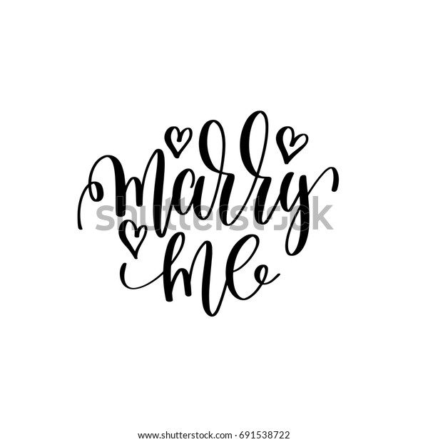Marry Me Hand Lettering Romantic Quote Stock Vector (Royalty Free ...