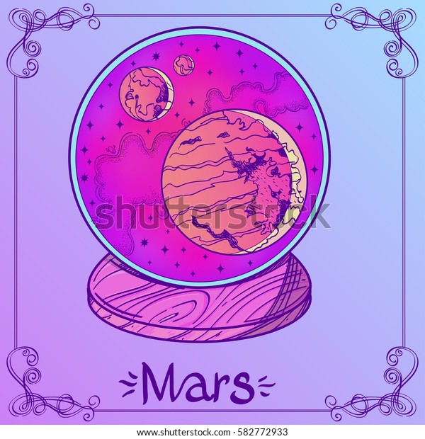 Mars Illustration Style Pastel Goth Planet Stock Vector (Royalty Free ...
