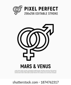 Mars Venus Signs Connected Thin Line Stock Vector (Royalty Free ...