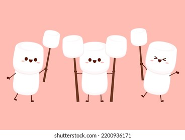 Marshmallow Cartoon Marshmallow Character Design Marshmallow Stock ...