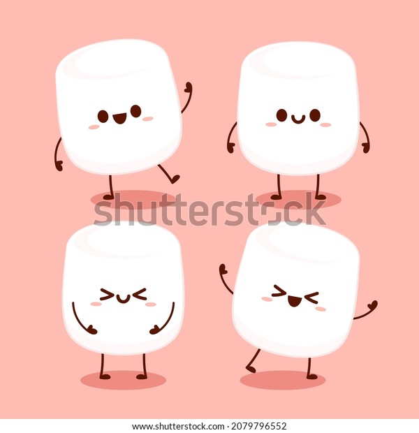Marshmallow Cartoon Marshmallow Character Design Marshmallow Stock ...