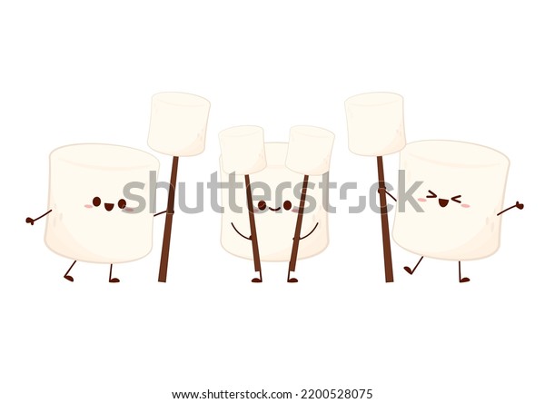 Marshmallow Cartoon Marshmallow Character Design Marshmallow Stock ...