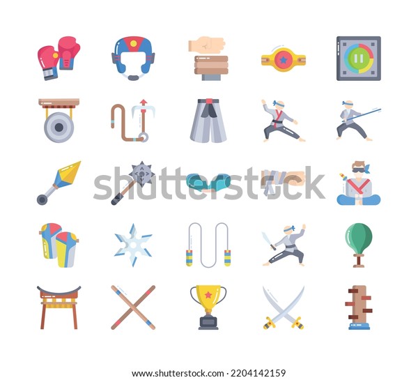 Martial Arts Karate Icon Set Stock Vector (Royalty Free) 2204142159 ...
