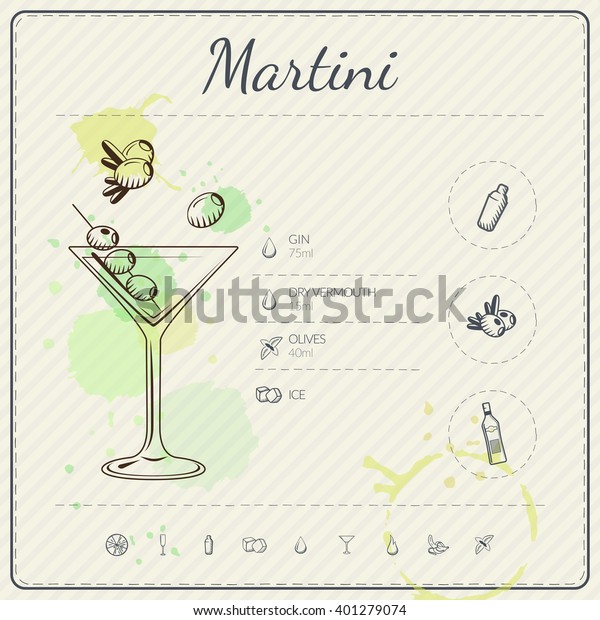 Martini Cocktail Infographic Set Vector Illustration Stock Vector ...