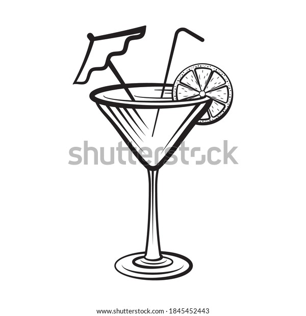 Martini Glass Outline Printable Vector Illustration Stock Vector ...