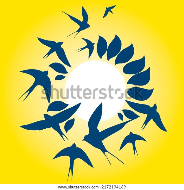 Siluetas de aves de Martlet. La: vector de stock (libre de regalías ...