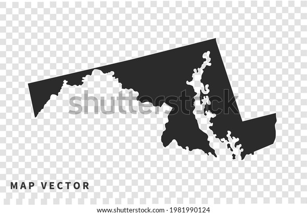 Maryland Map Vector Isolated On Transparent Stock Vector (Royalty Free ...