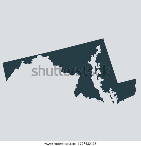 Maryland Map Vector Isolated On Gray Stock Vector (Royalty Free ...