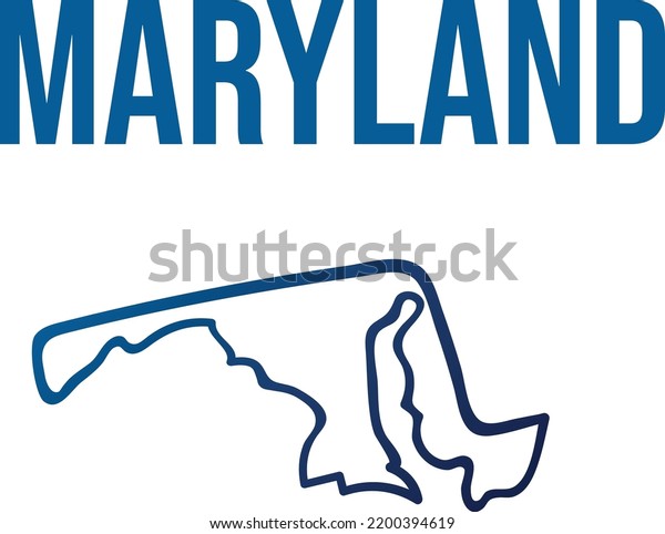 Maryland State Outline Blue Gradient Map Stock Vector (Royalty Free ...